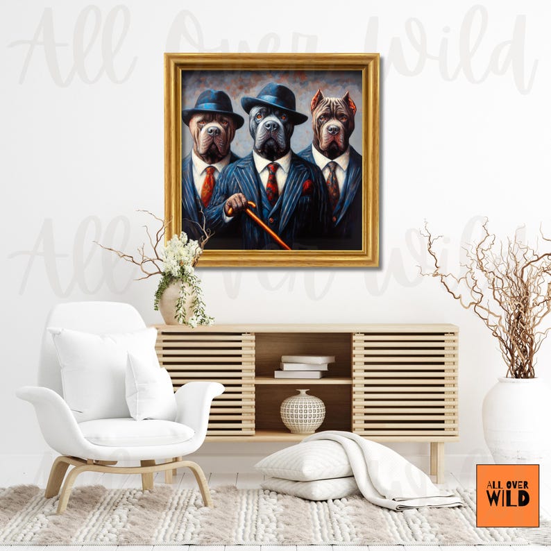 Cane Corso Mafia Wall Art, Italian Mastiff Gangster Poster, Mob Boss ...