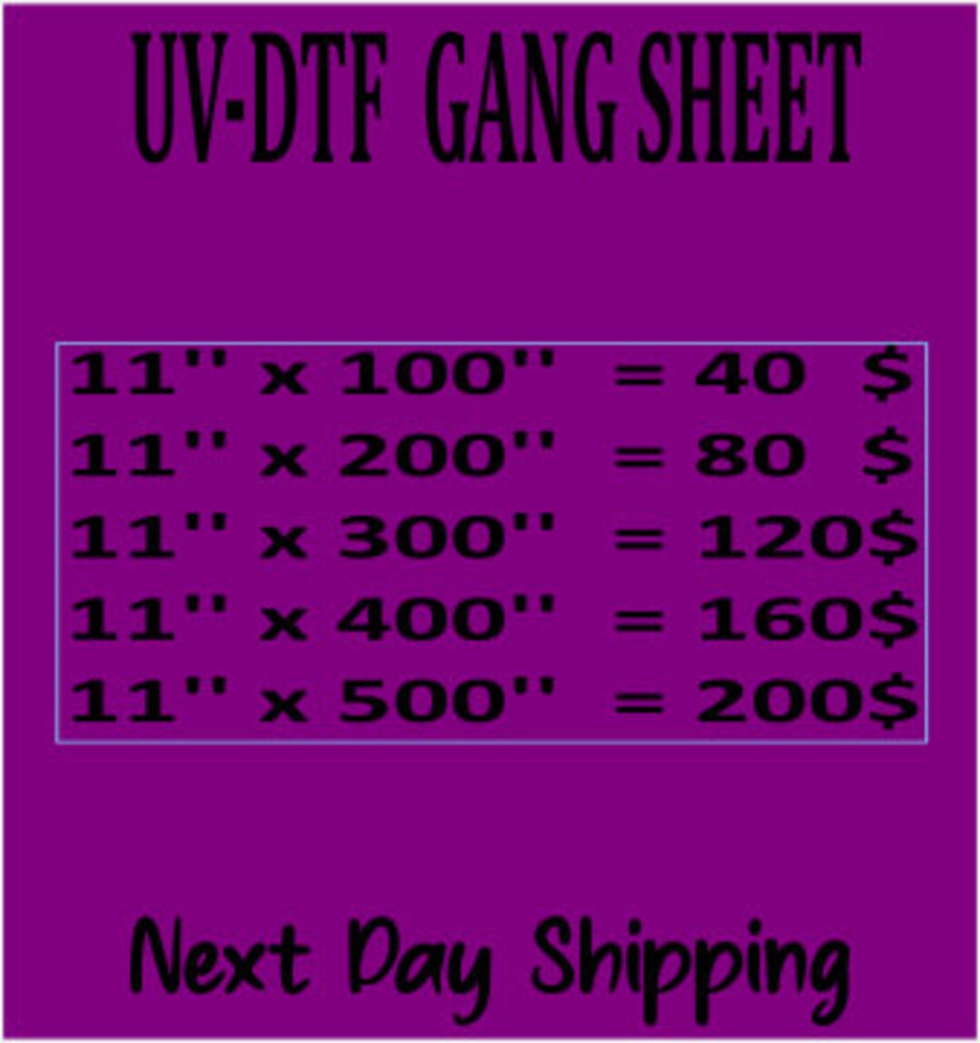 Ultraviyolet Direct to Film, Stickers, Dtf Gang Sheet, Custom Uv Dtf ...