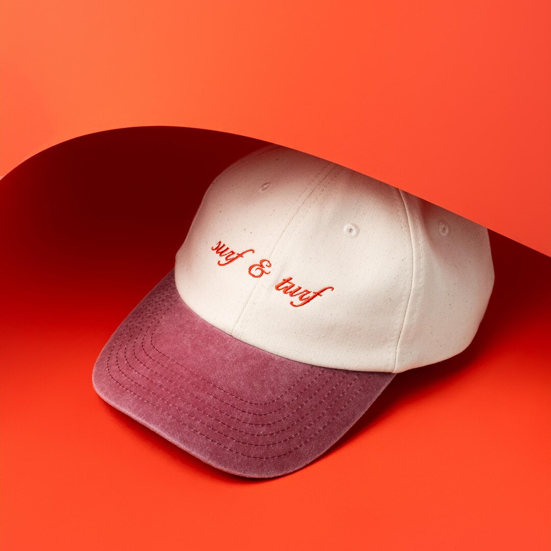 Embroidered Two Tone Cap With Custom Personalised Text in Cursive Font ...