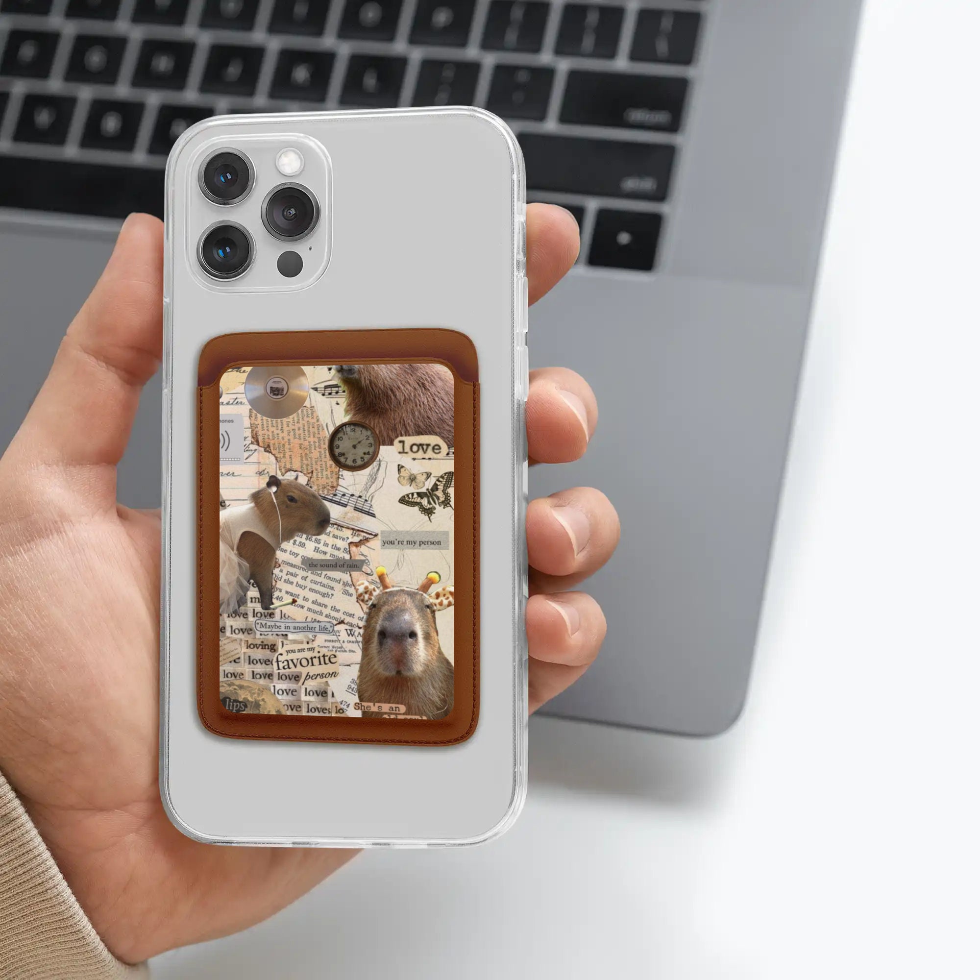 Cute Capybara Magsafe Wallet, Magnetic Leather Aesthetic Capybara Card ...