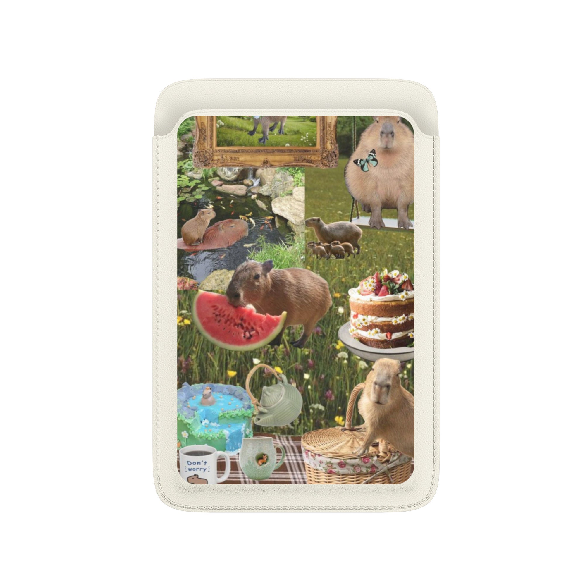 Cute Capybara Magsafe Wallet, Magnetic Leather Aesthetic Capybara Card ...