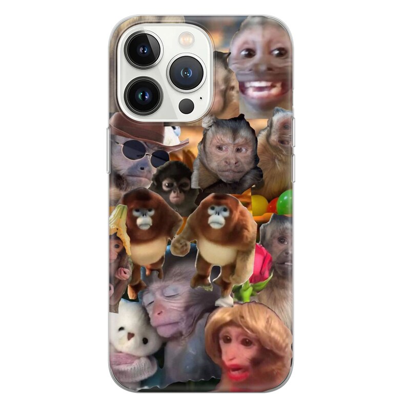 Cute Monkey Phone Case Aesthetic Collage Cover for iPhone 16 15 14 13 ...
