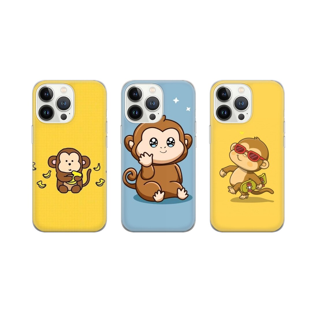 Cute Little Monkeys Phone Case Goofy Monkeys Cover for iPhone 16 15 14 ...