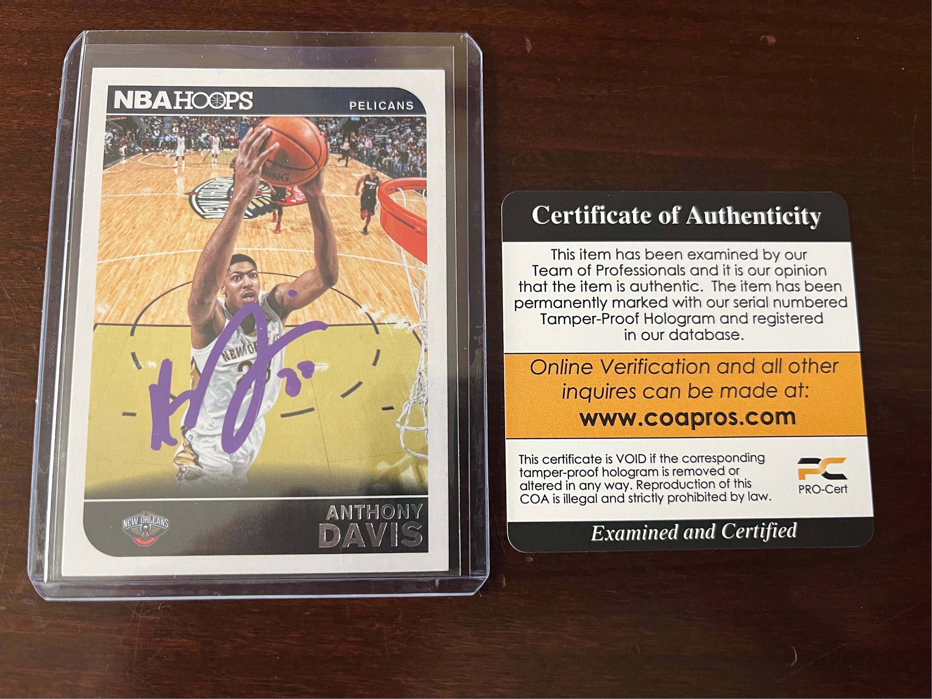 Anthony Davis Autographed NBA Card Authentic With COA Score New Orleans ...