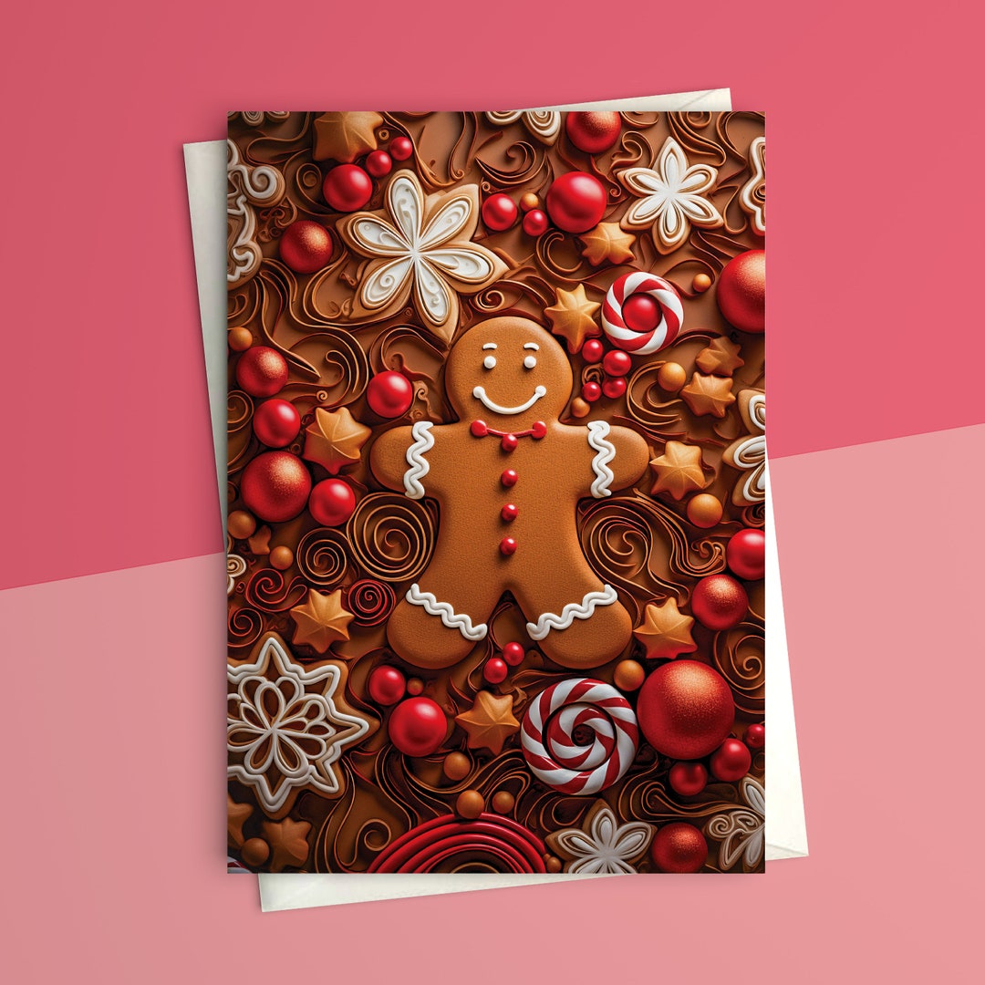 The Gingerbread Man Christmas Card - Etsy