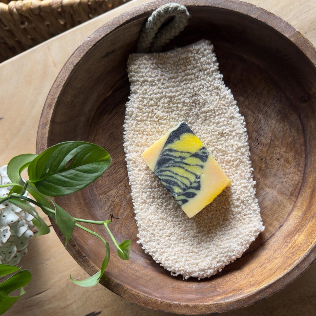 Soap Wash Set: Honey Almond Soap With Natural Exfoliating Wash Mitt - Etsy