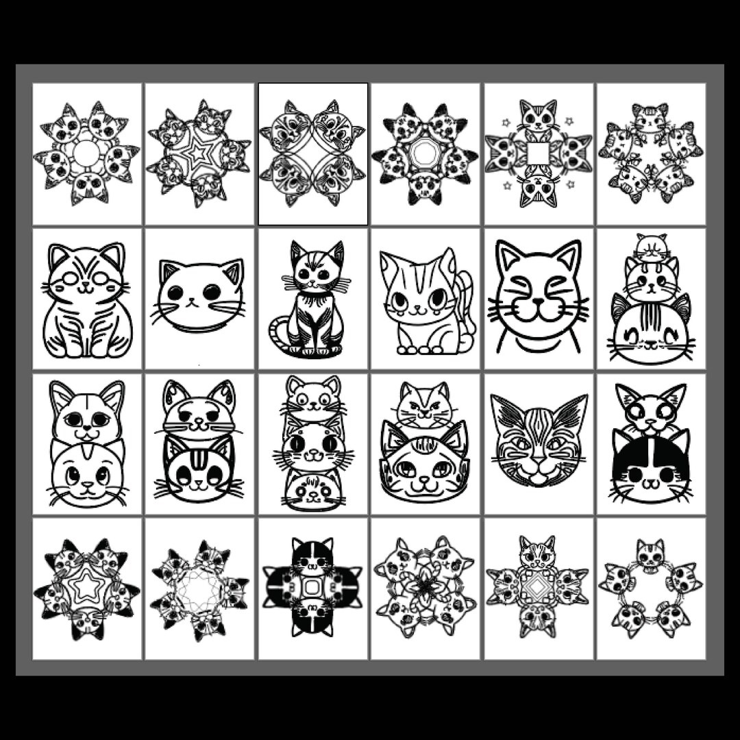 Cat Lovers / Easy Mandala and Kawaii Coloring Pages for Kids / - Etsy