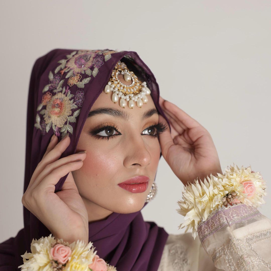 Hand Embroidered Hijabs for Festive Elegance - Etsy