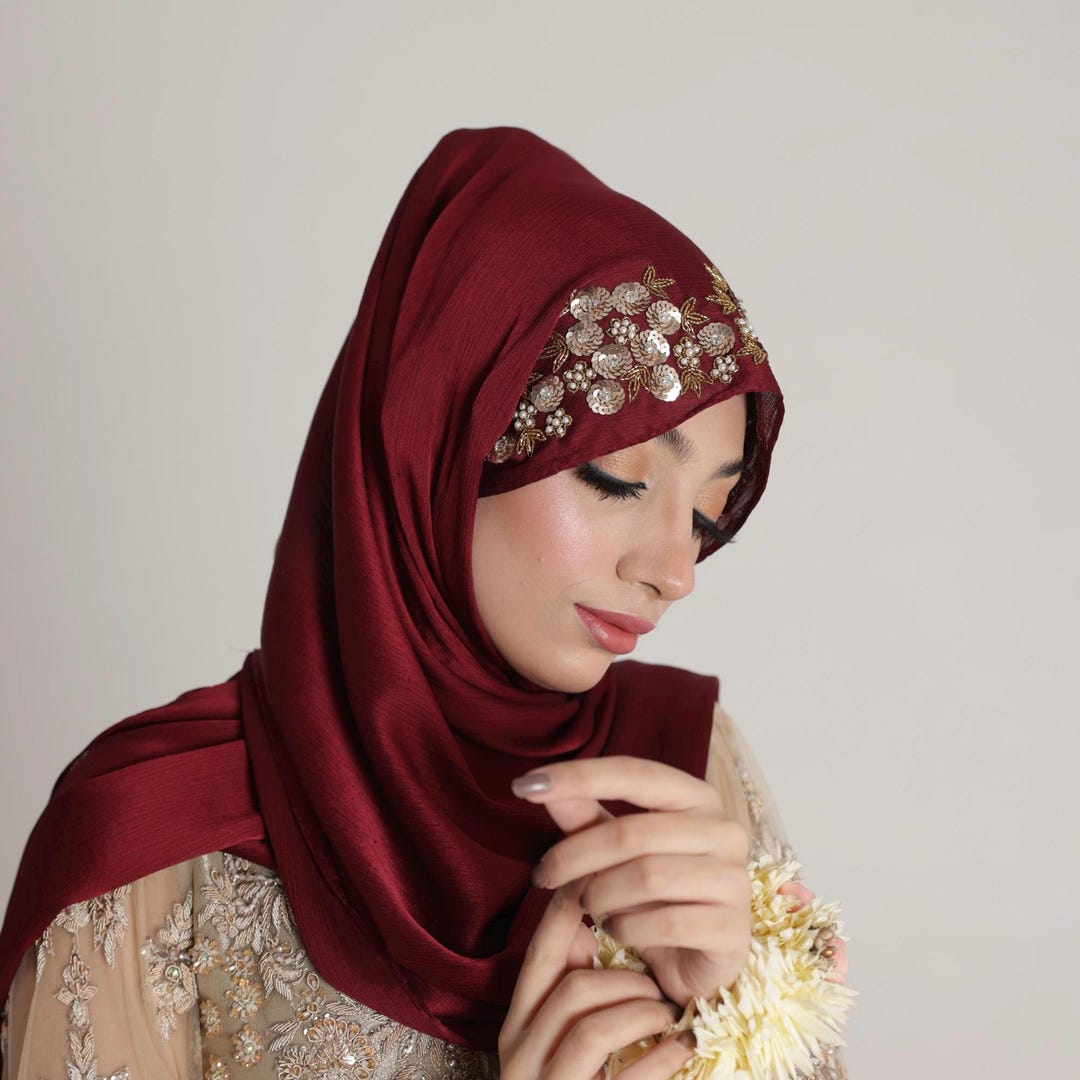 Hand Embroidered Hijabs for Festive Elegance - Etsy