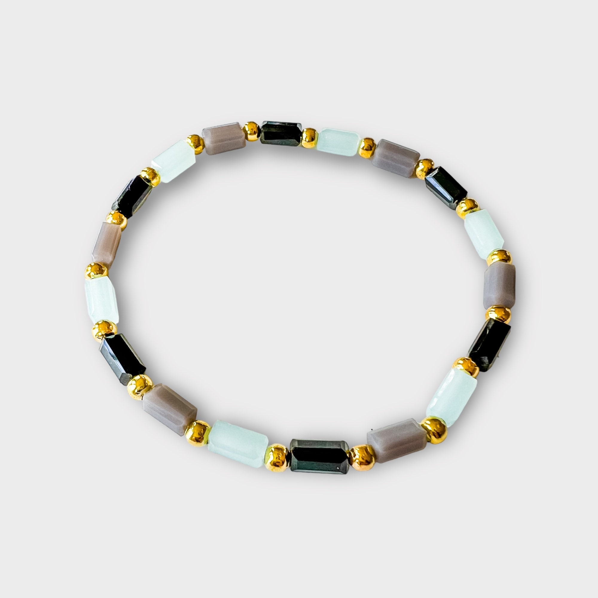 Beaded Bracelet Bundle: Set of 6 Stacking Bracelets in Glass Tube Beads ...