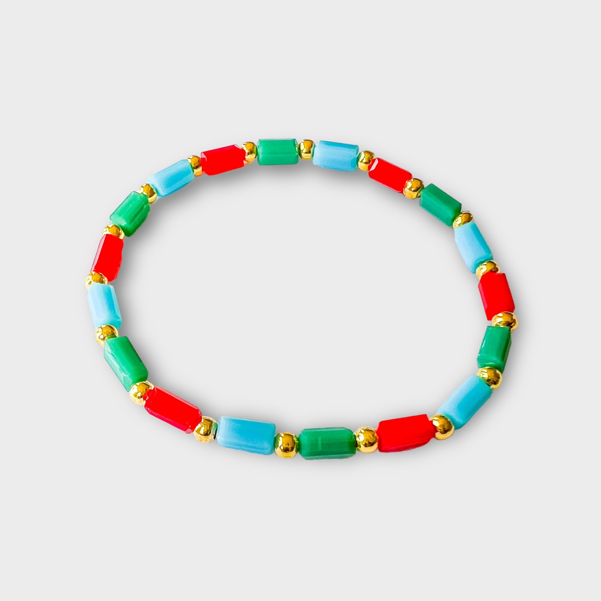 Beaded Bracelet Bundle: Set of 6 Stacking Bracelets in Glass Tube Beads ...