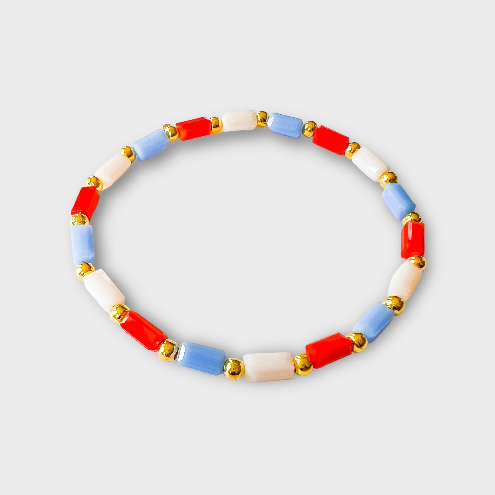 Beaded Bracelet Bundle: Set of 6 Stacking Bracelets in Glass Tube Beads Everyday Jewelry for ...