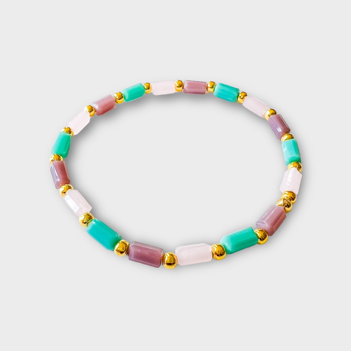 Beaded Bracelet Bundle: Set of 6 Stacking Bracelets in Glass Tube Beads ...