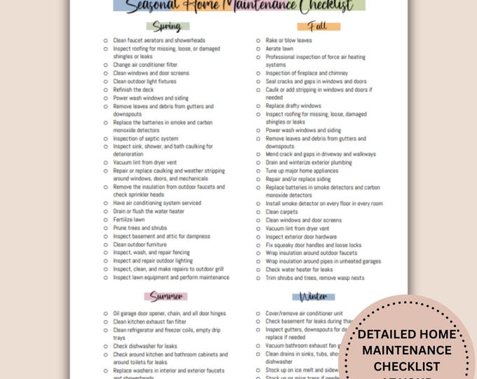 Home Maintenance Checklist,cleaning Schedule,chore Checklist,household ...
