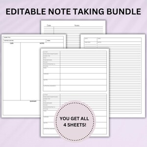 Editable Note Taking Bundle, Nursing School Notes Template, Class Note ...