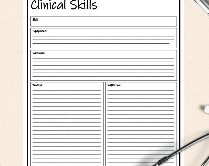 Nursing Clinical Skills Printable,nurse Student Clinical Overview,nurse ...