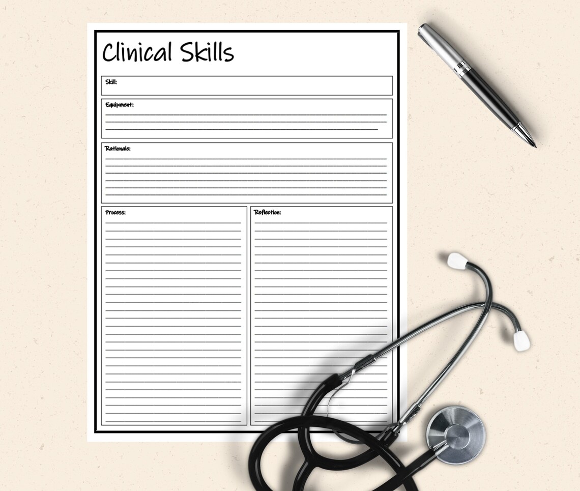 Nursing Clinical Skills Printable,nurse Student Clinical Overview,nurse ...