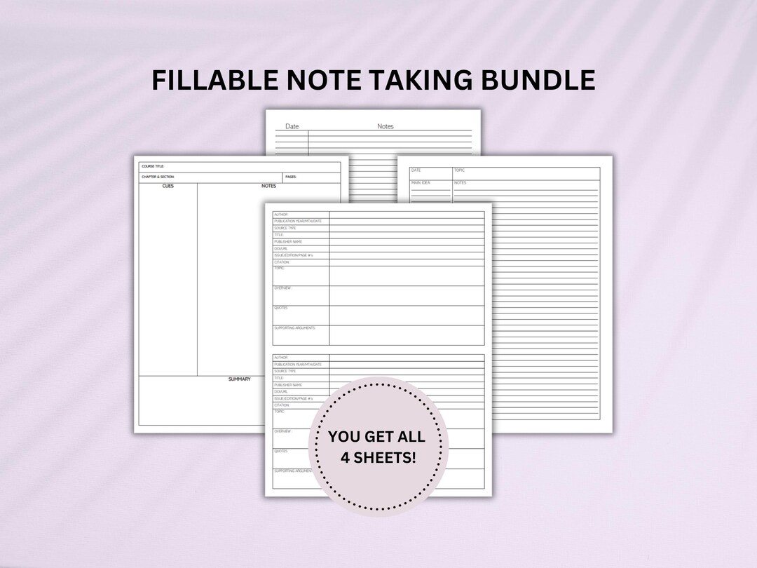 Editable Note Taking Bundle, Nursing School Notes Template, Class Note ...