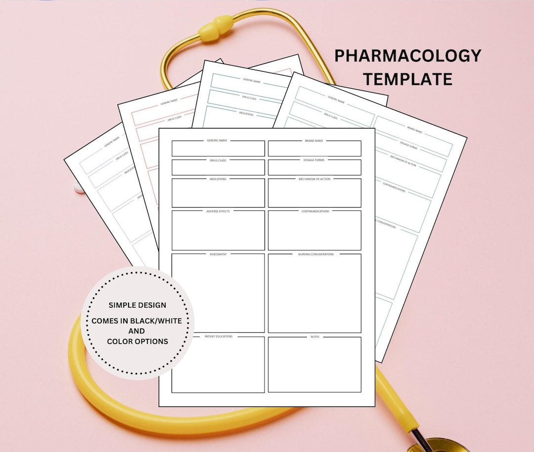Pharmacology Template,pharmacology Study Guide,nursing School Study ...