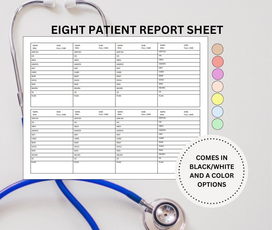 Nursing Report Sheet,8 Patient Report Sheet,nurse Pdf,new Nurse Grad,rn ...