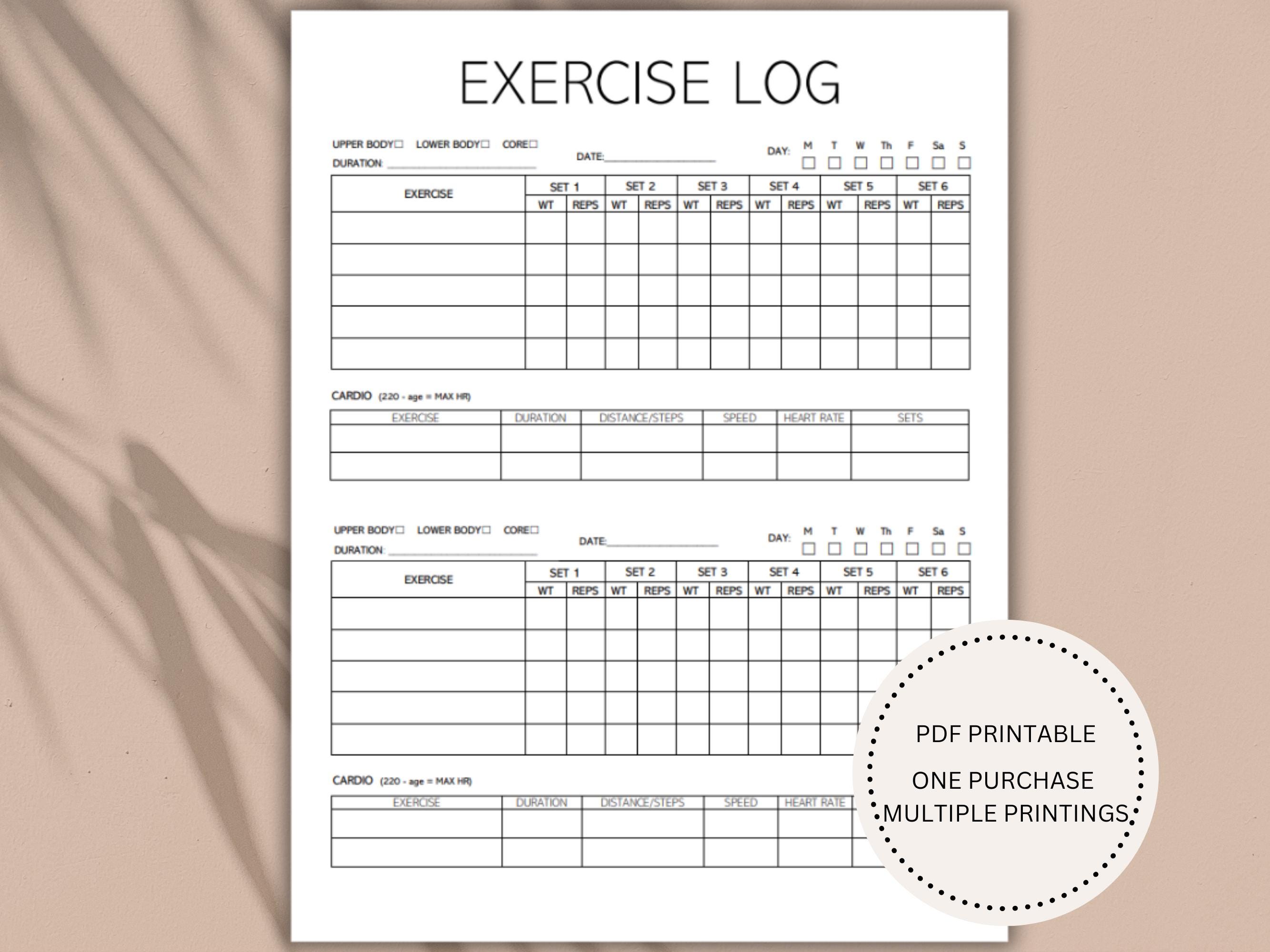 Workout Tracker Printable, Daily Exercise Planner, Daily Workout Log ...