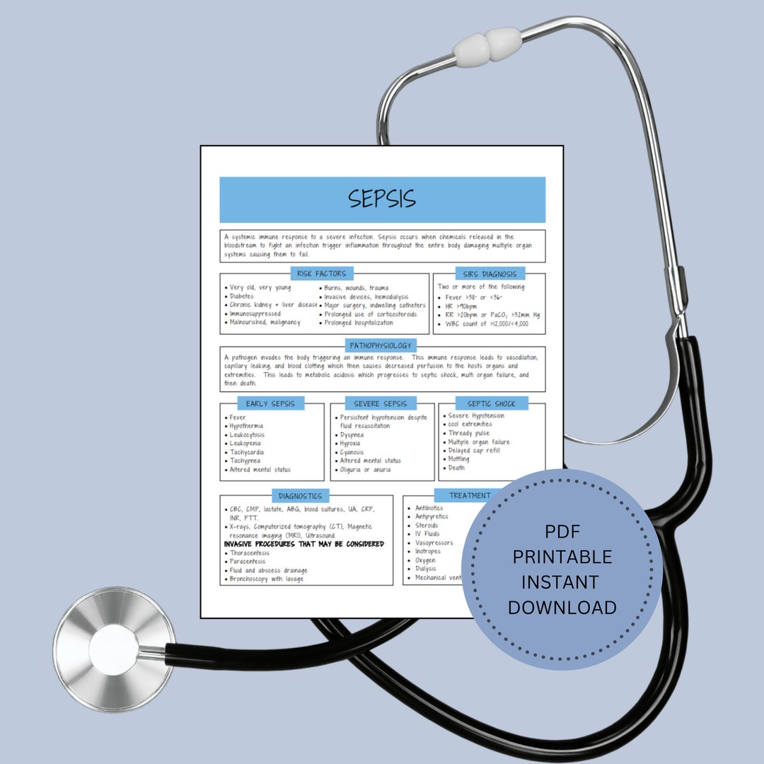 Nursing School Sepsis Notes, Med Surg Guide, Sepsis Study Notes ...