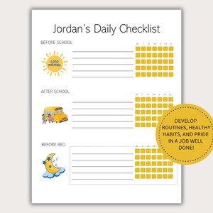Kids Editable Chore Chart, Preschool Chore Chart, Kids Responsibility ...