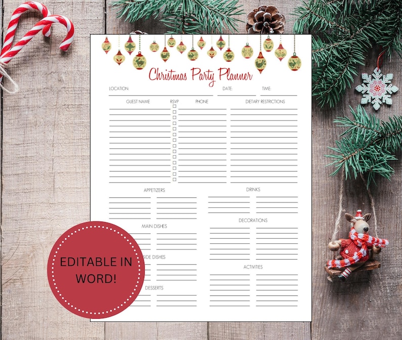Christmas Party Planner Editable,holiday Event Planner,holiday Event ...