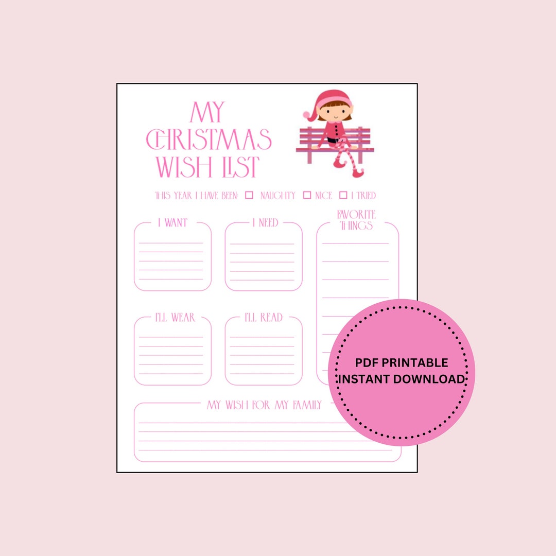 Christmas Wish List,santa Wish List,christmas Printable,christmas ...