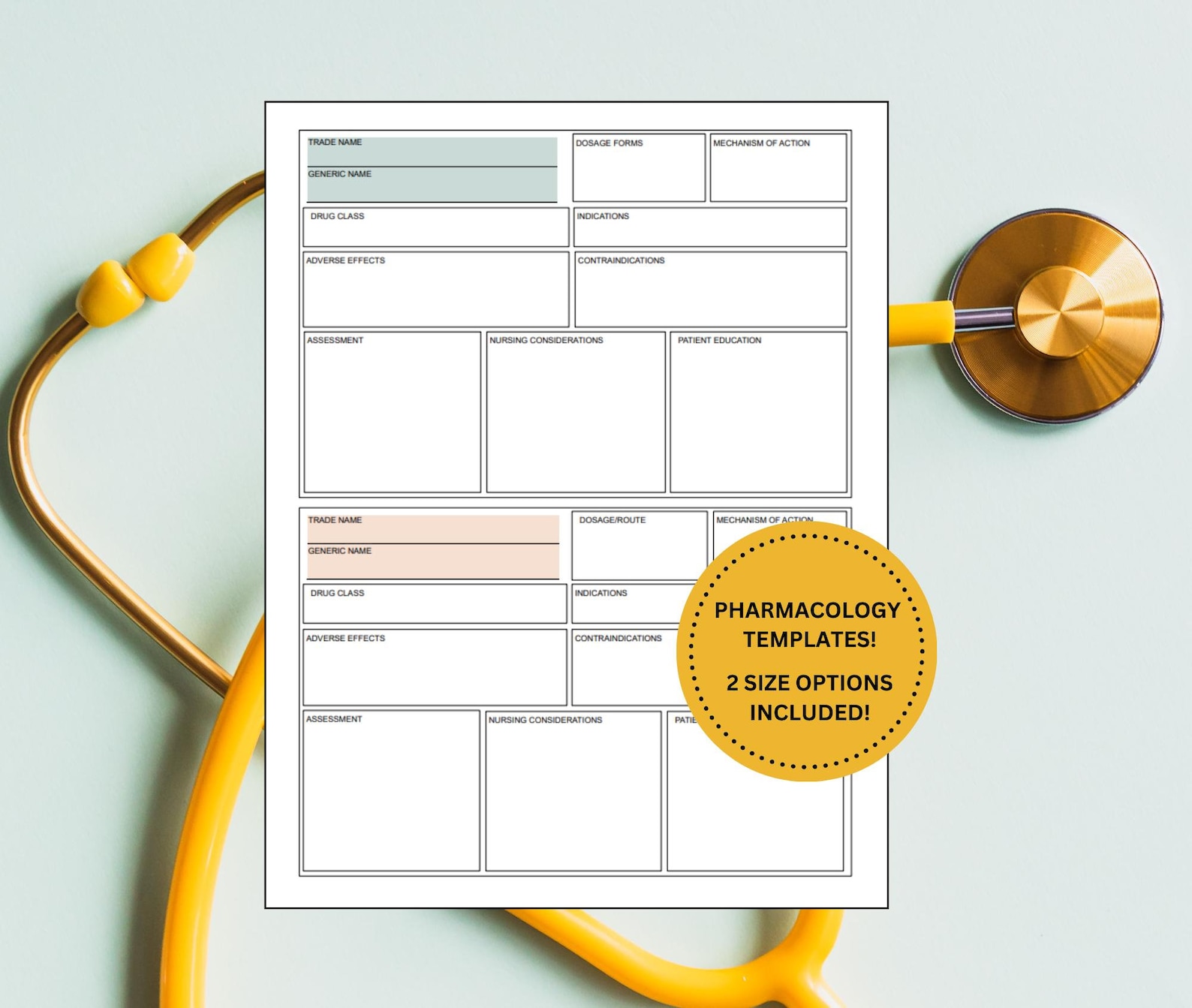 Pharmacology Template,pharmacology Study Guide,nursing School Study ...