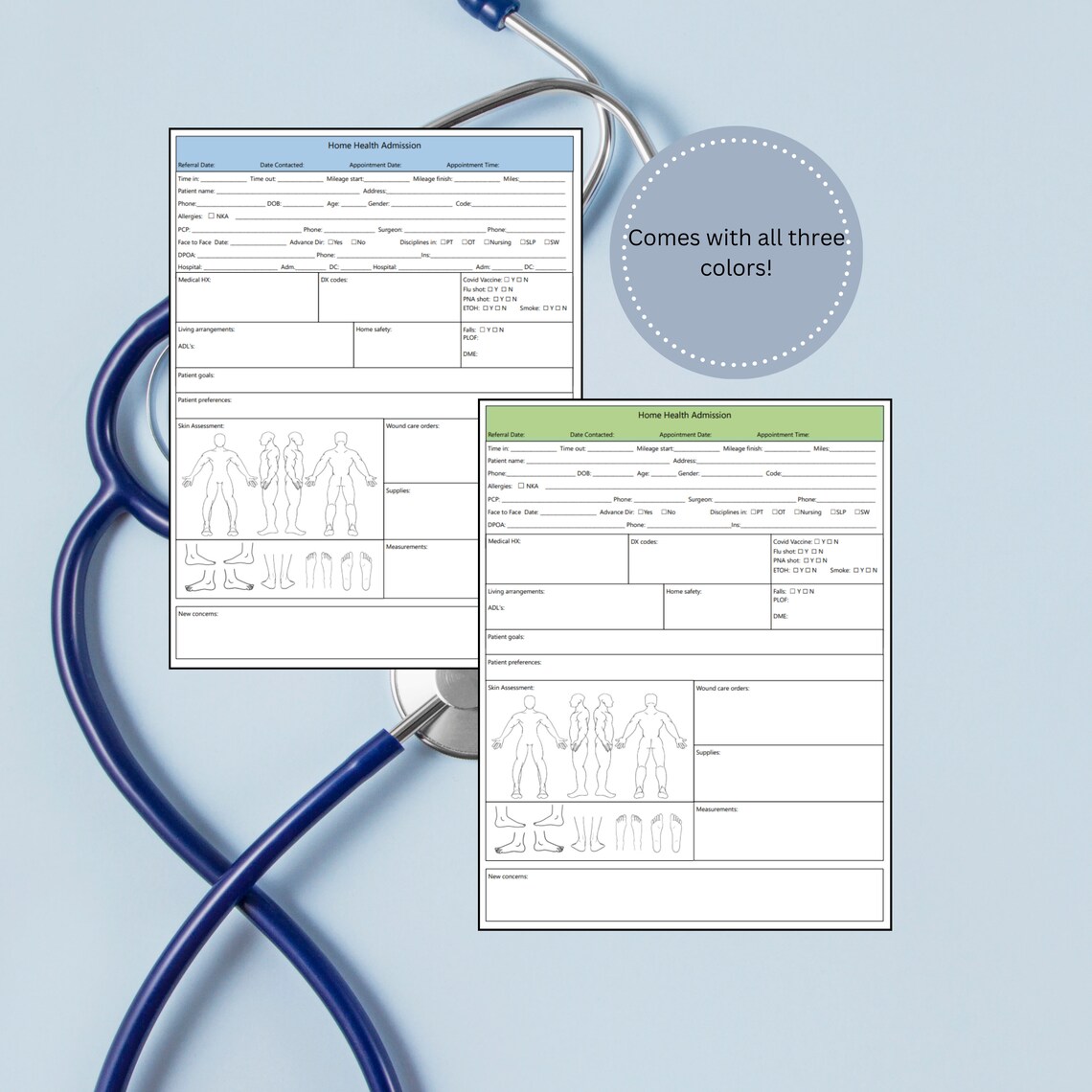 Home Health Skilled Nurse Report Sheet, Head to Toe Nurse Assessment ...