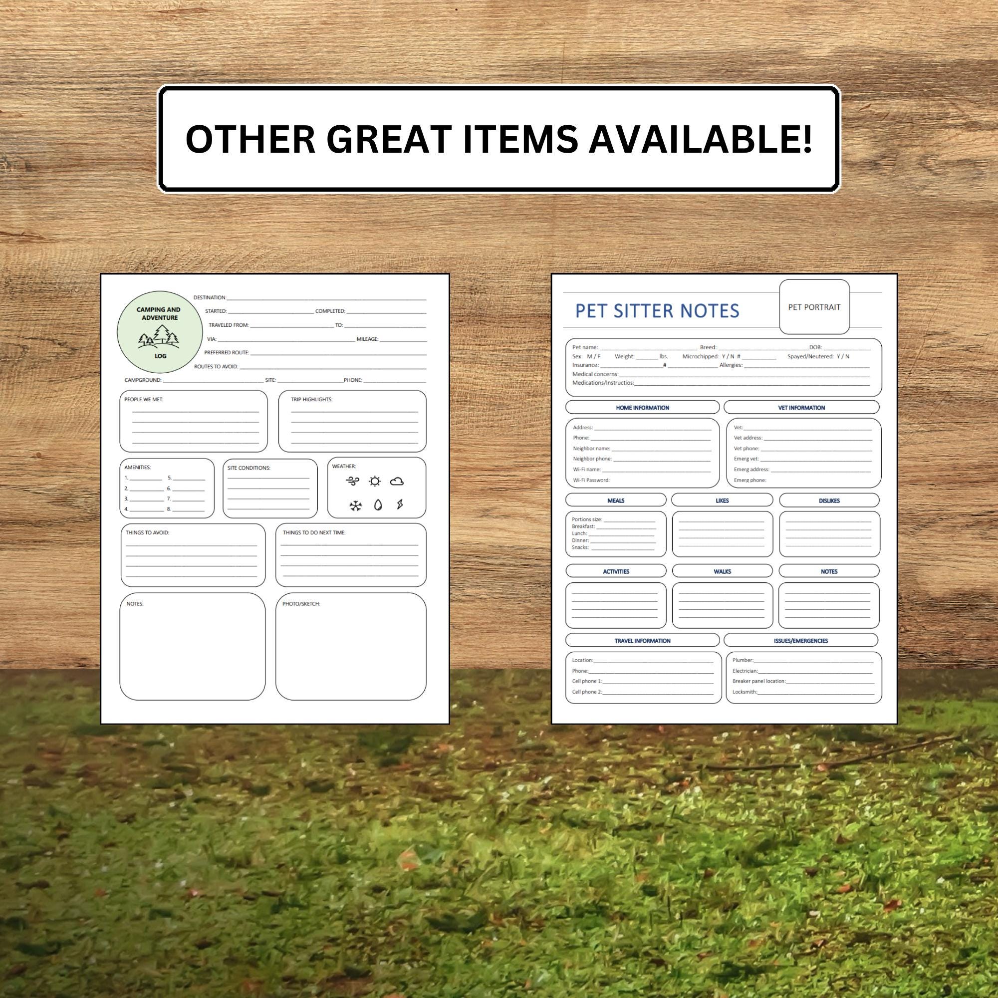 Hiking Log, Printable Camping Journal Sheet, Hiking Log Template ...