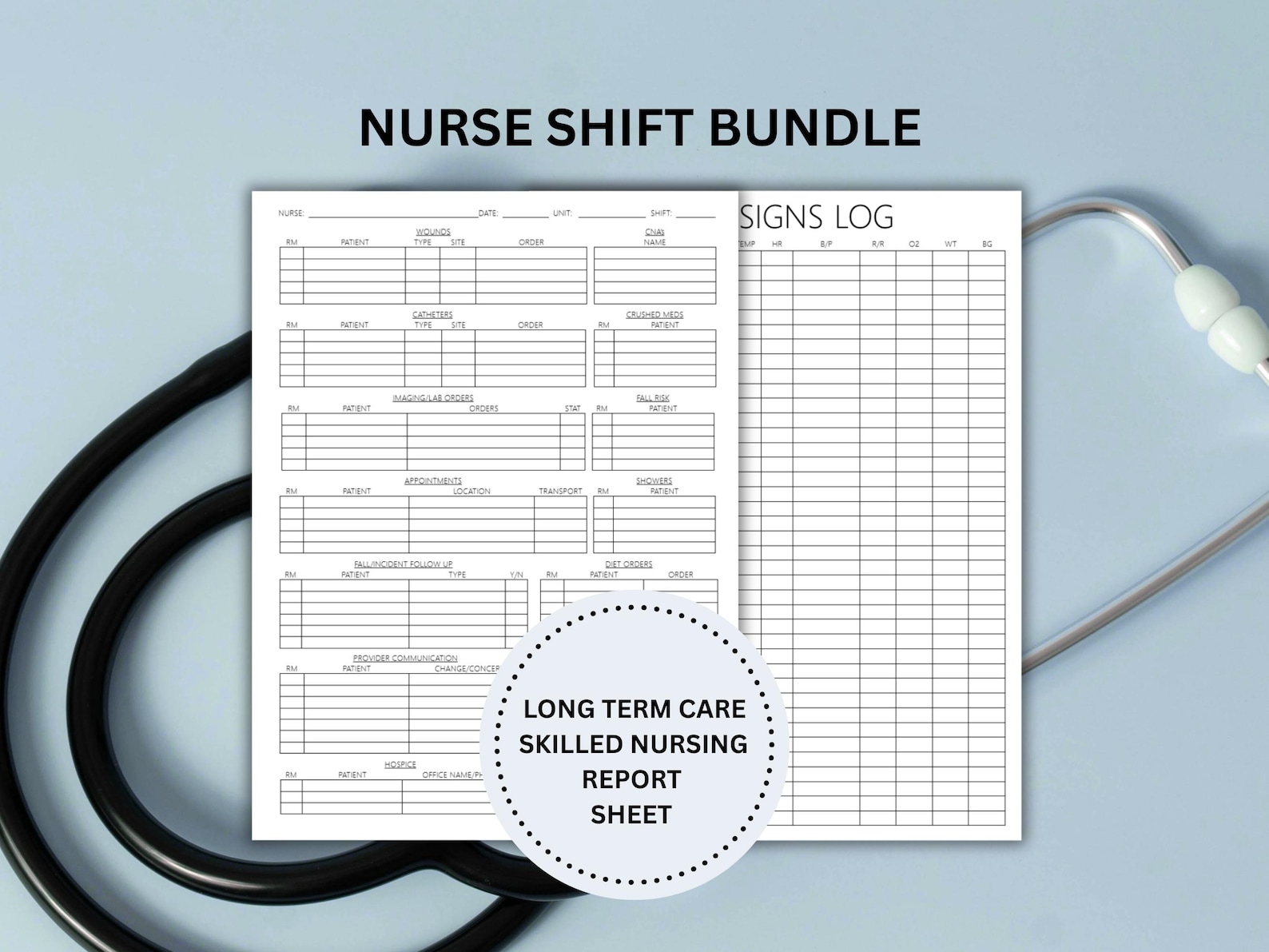 Nurse Long Term Care Shift Organizer, LTC Nursing Report Sheet, Nursing ...