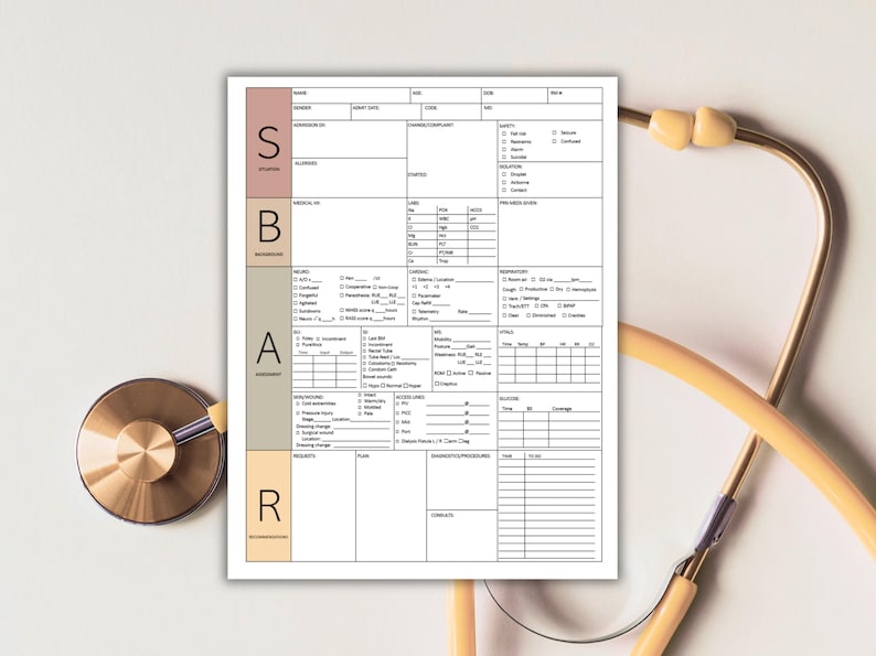 SBAR Nurse Report Sheet, Med Surg Nurse Report Template, Nursing ...