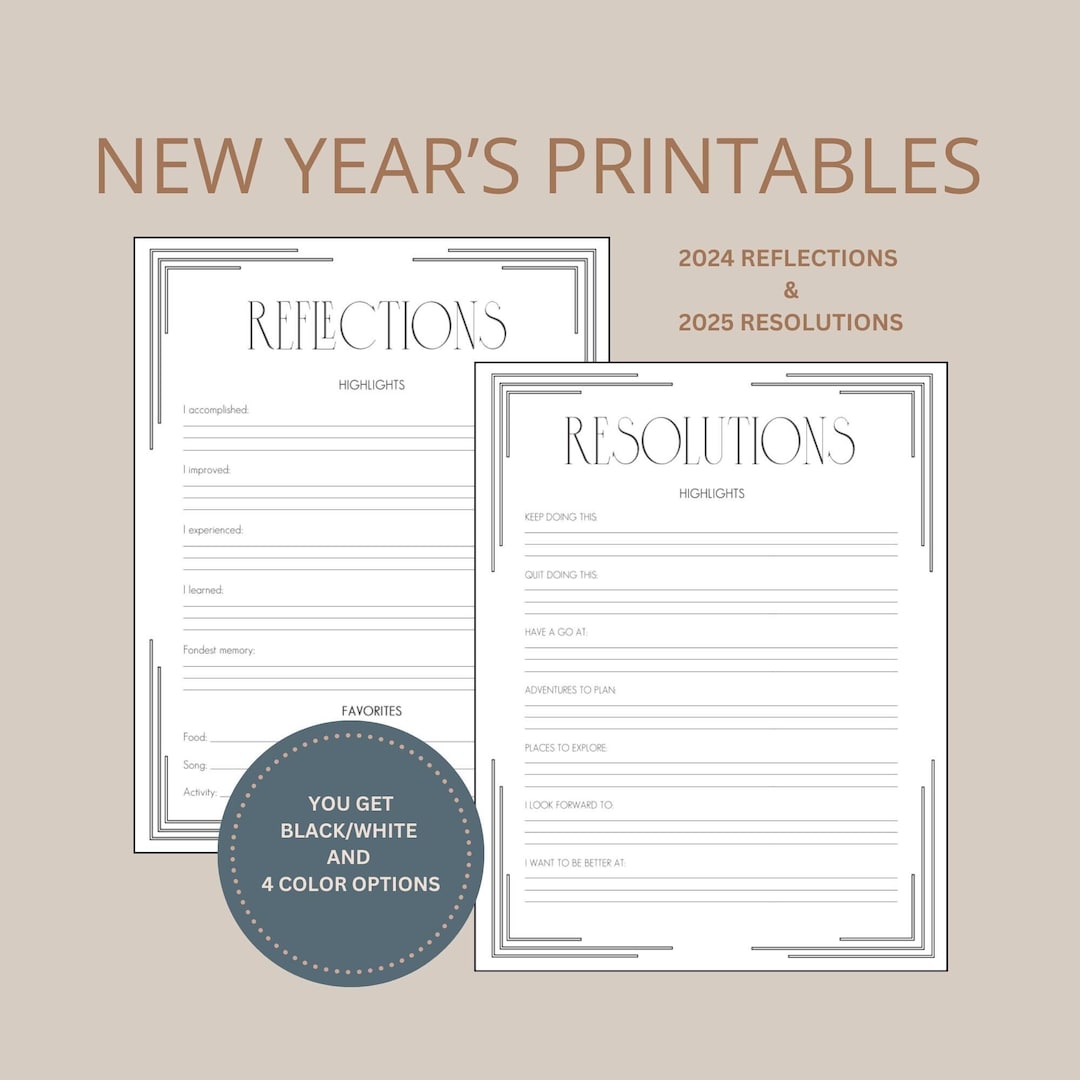 New Year's Eve Resolution Printable, New Year's Eve Party Activity ...