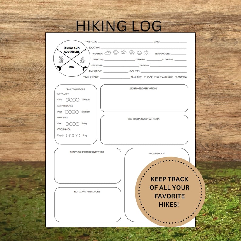 Hiking Log, Printable Camping Journal Sheet, Hiking Log Template ...