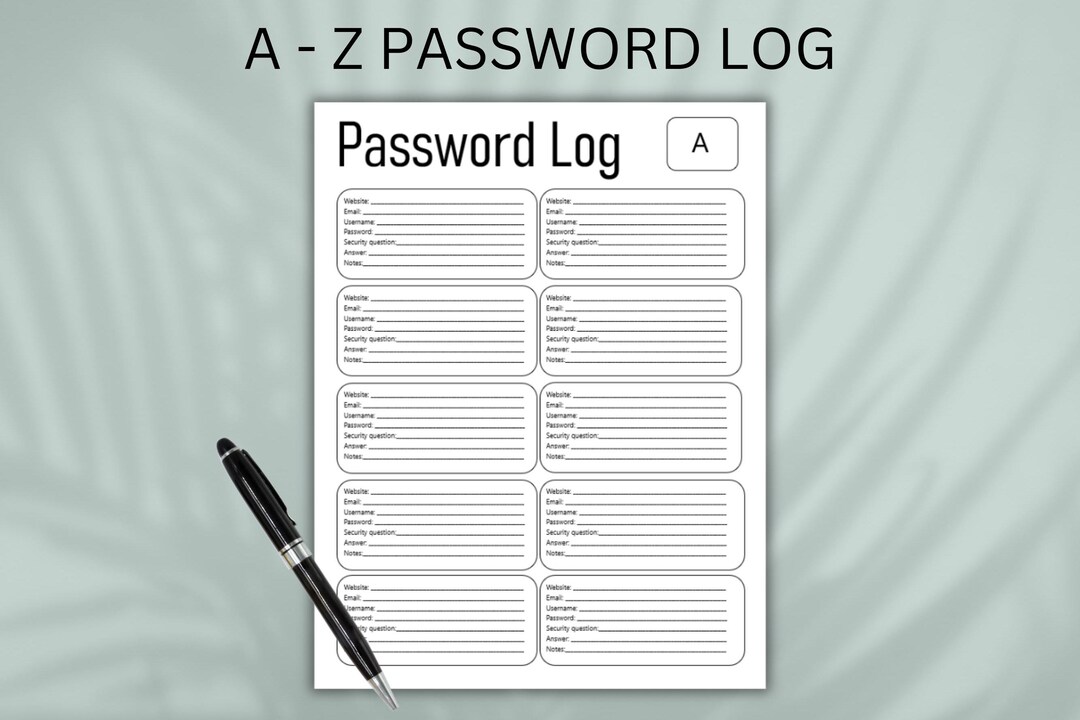 Password Tracker Printable Template, Password Organizer, Password ...