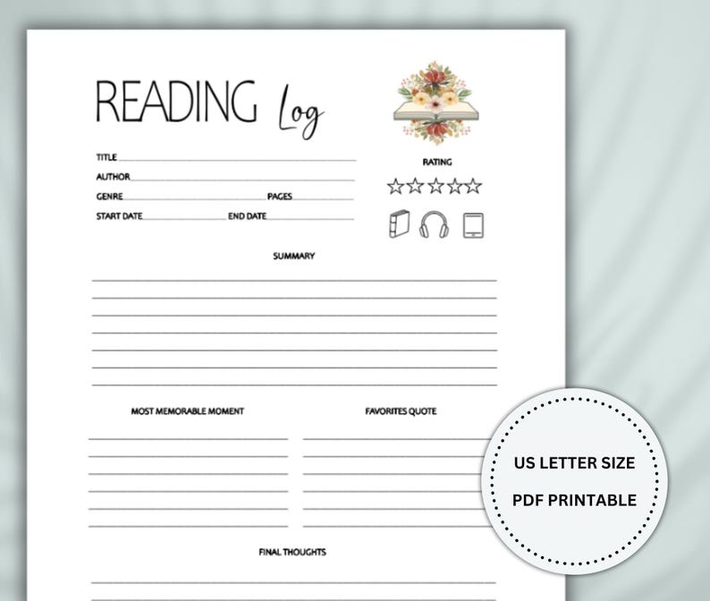 Reading Log, Book Reading Journal, Book Review, Reading Challenge ...
