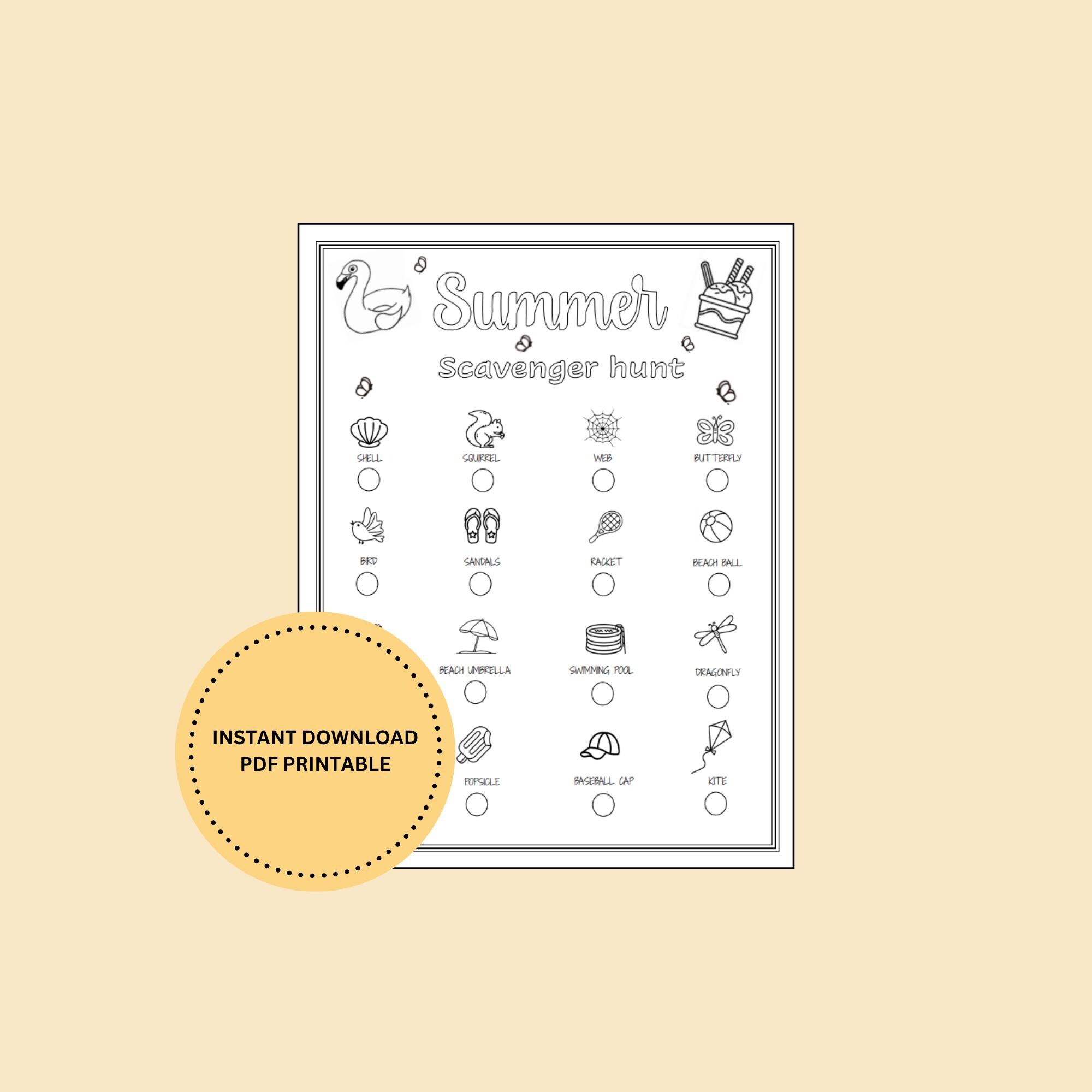 Summer Scavenger Hunt, Outdoor Treasure Hunt Printable, Preschool ...