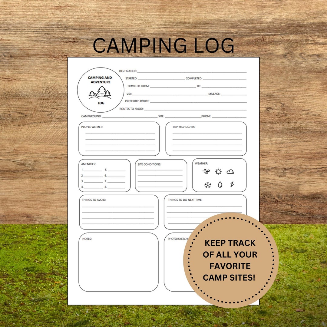 Camping Log, Camping Journal, Camping Template, Printable Camping Log ...