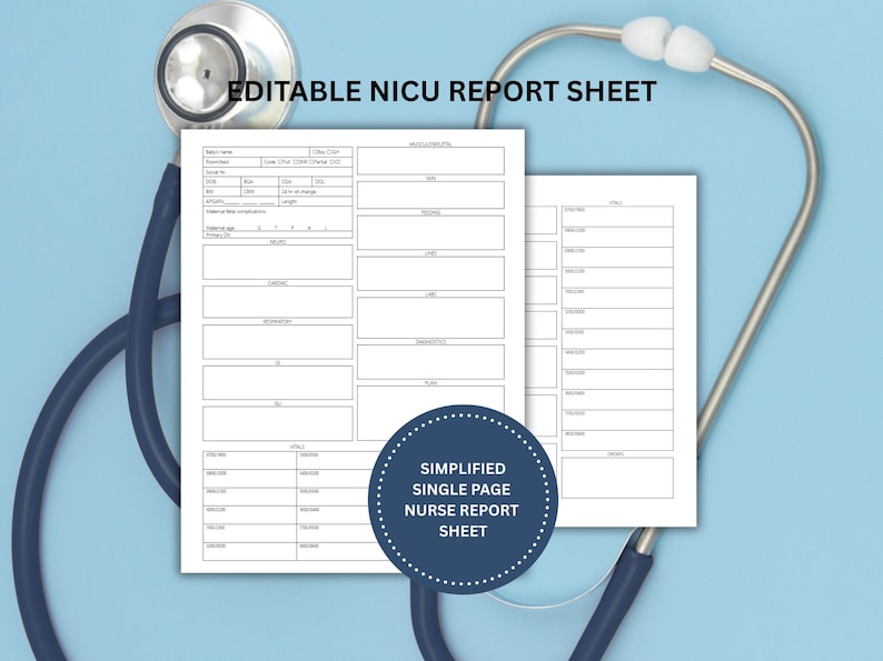 NICU Report Sheet, Nurse Brain Sheet, Neonatal Nursing, Nursing Student ...
