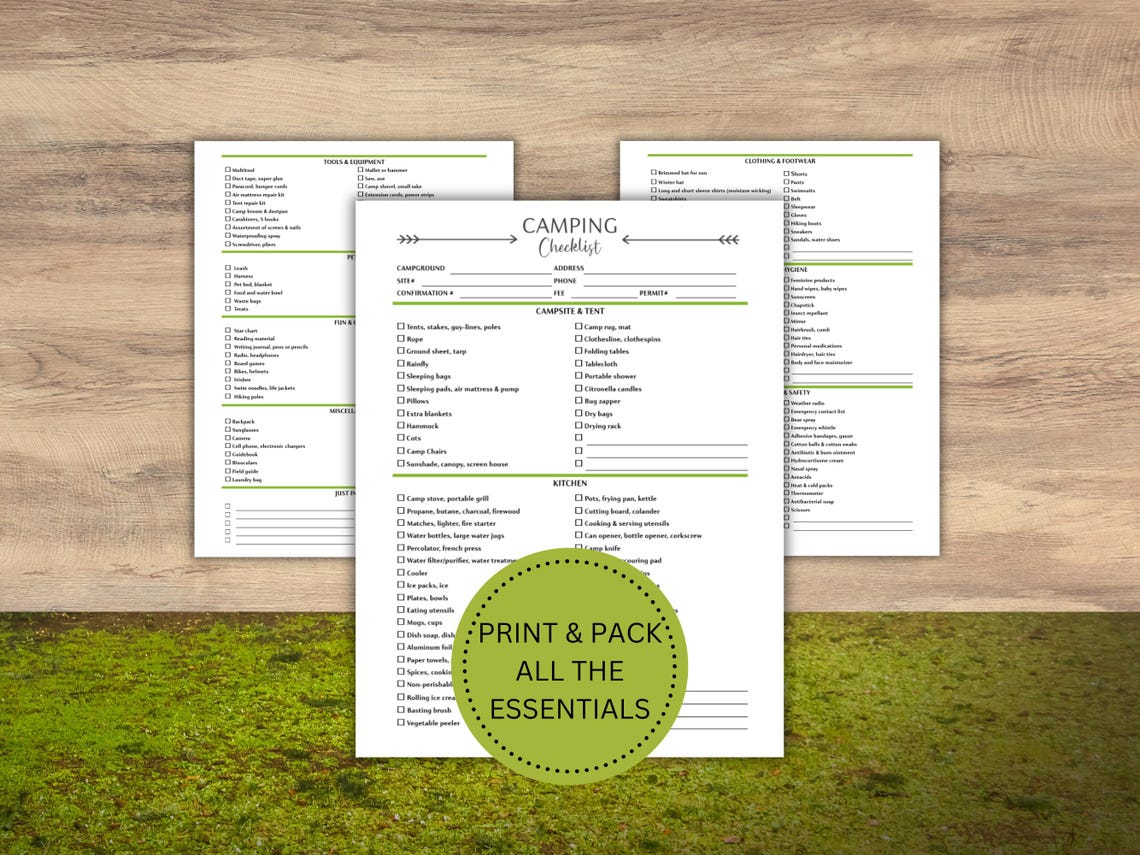 Editable Camping Checklist, Camping Planner, Family Trip Checklist, RV ...