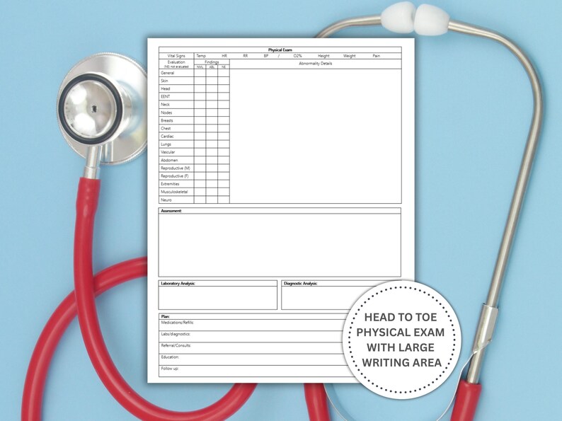 H&P SOAP Note Template, Medical Student Clinical Rotation, Head to Toe ...