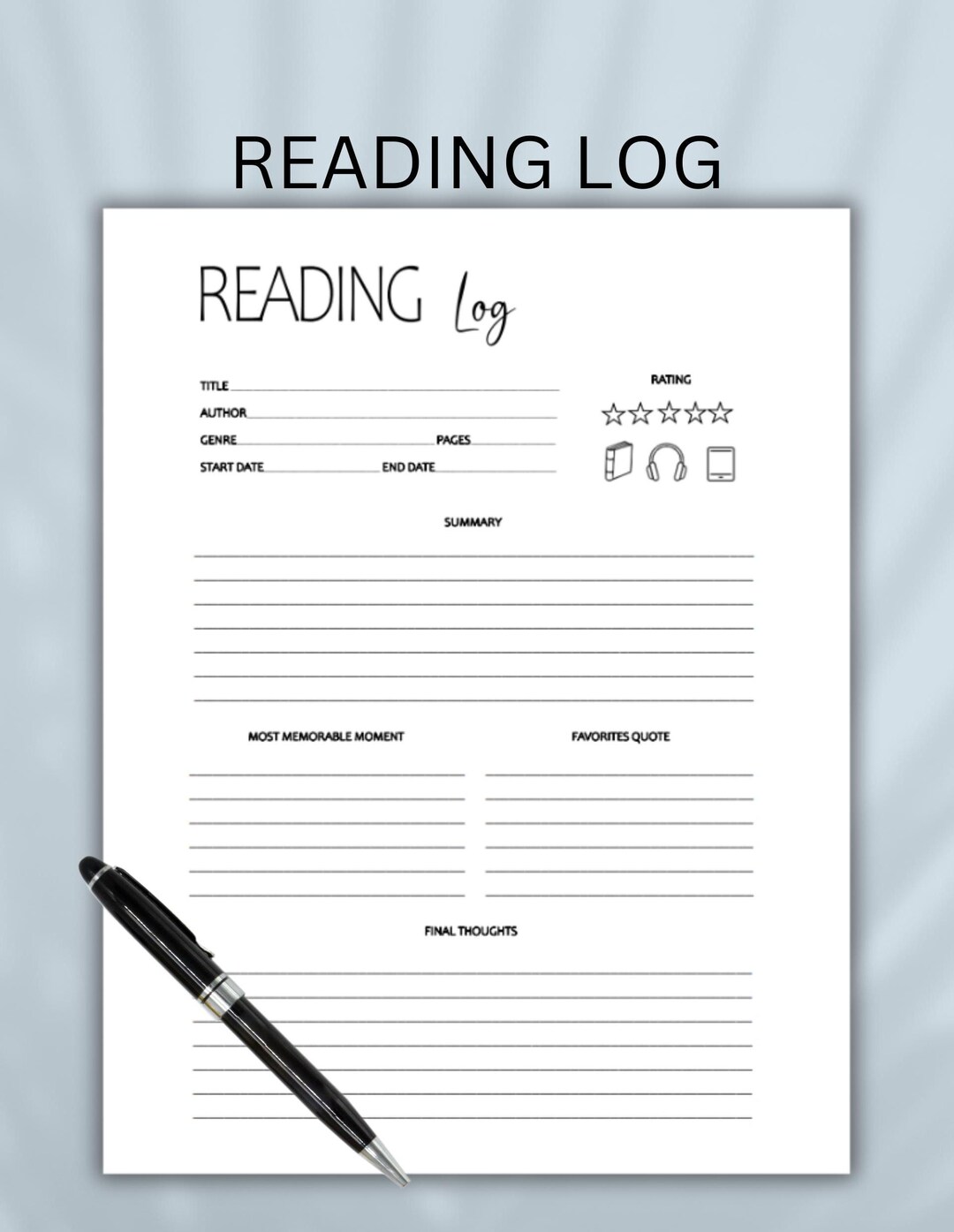 Reading Log, Book Reading Journal, Book Review, Reading Challenge ...
