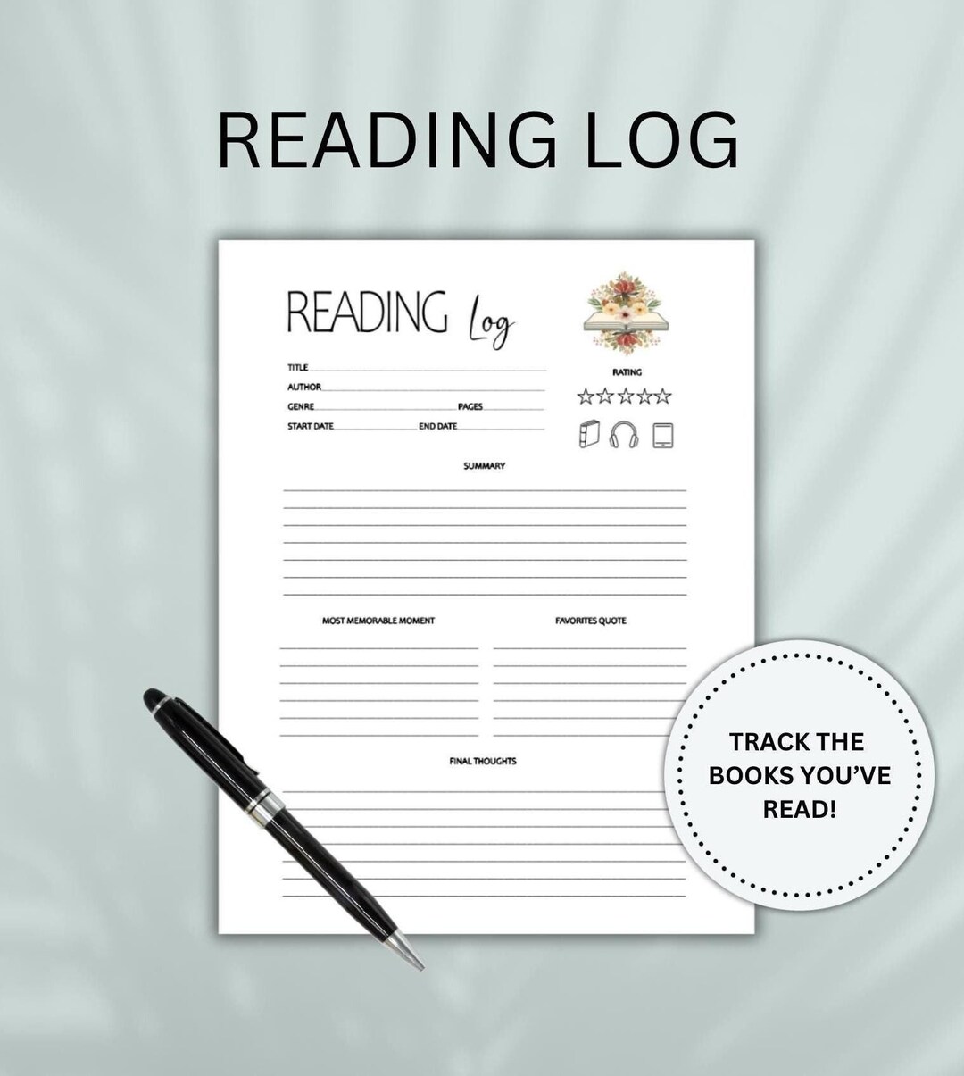 Reading Log, Book Reading Journal, Book Review, Reading Challenge ...