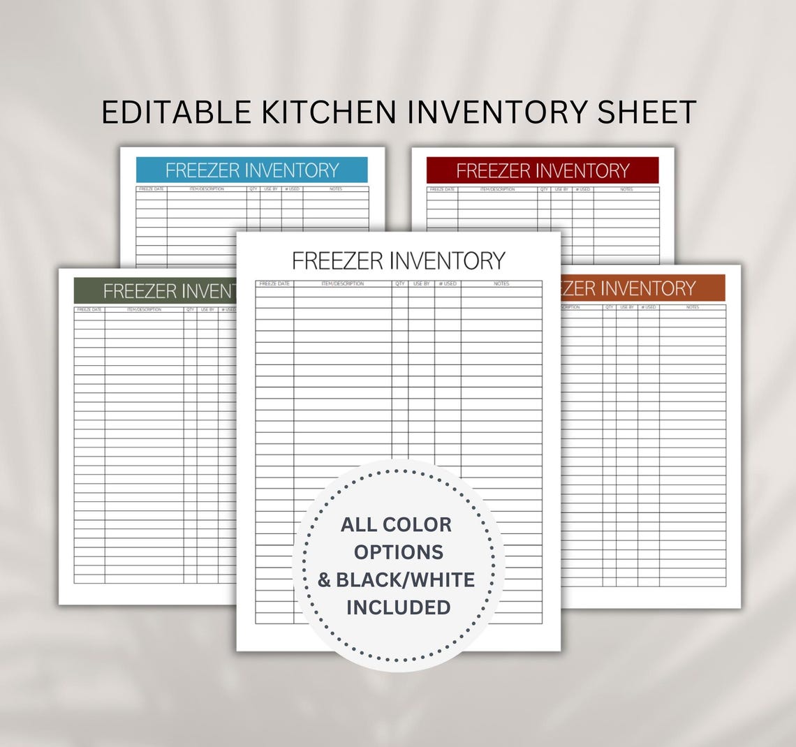 Editable Freezer Inventory Template, Meal Planning Sheet, Grocery ...
