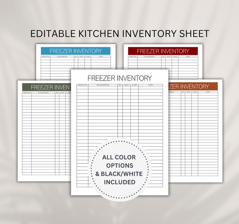 Editable Freezer Inventory Template, Meal Planning Sheet, Grocery ...