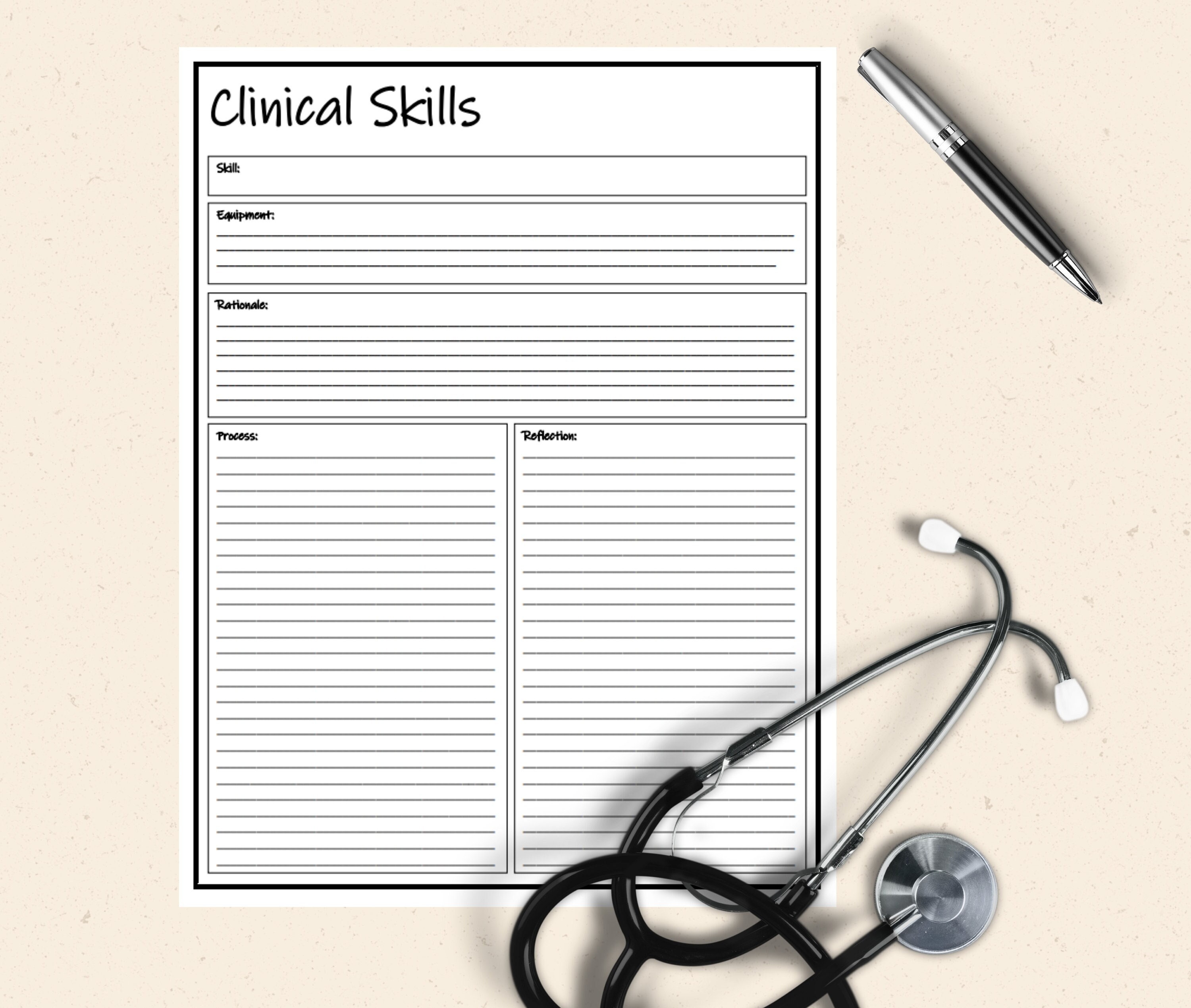 Nursing Clinical Skills Printable,nurse Clinical Overview Template ...