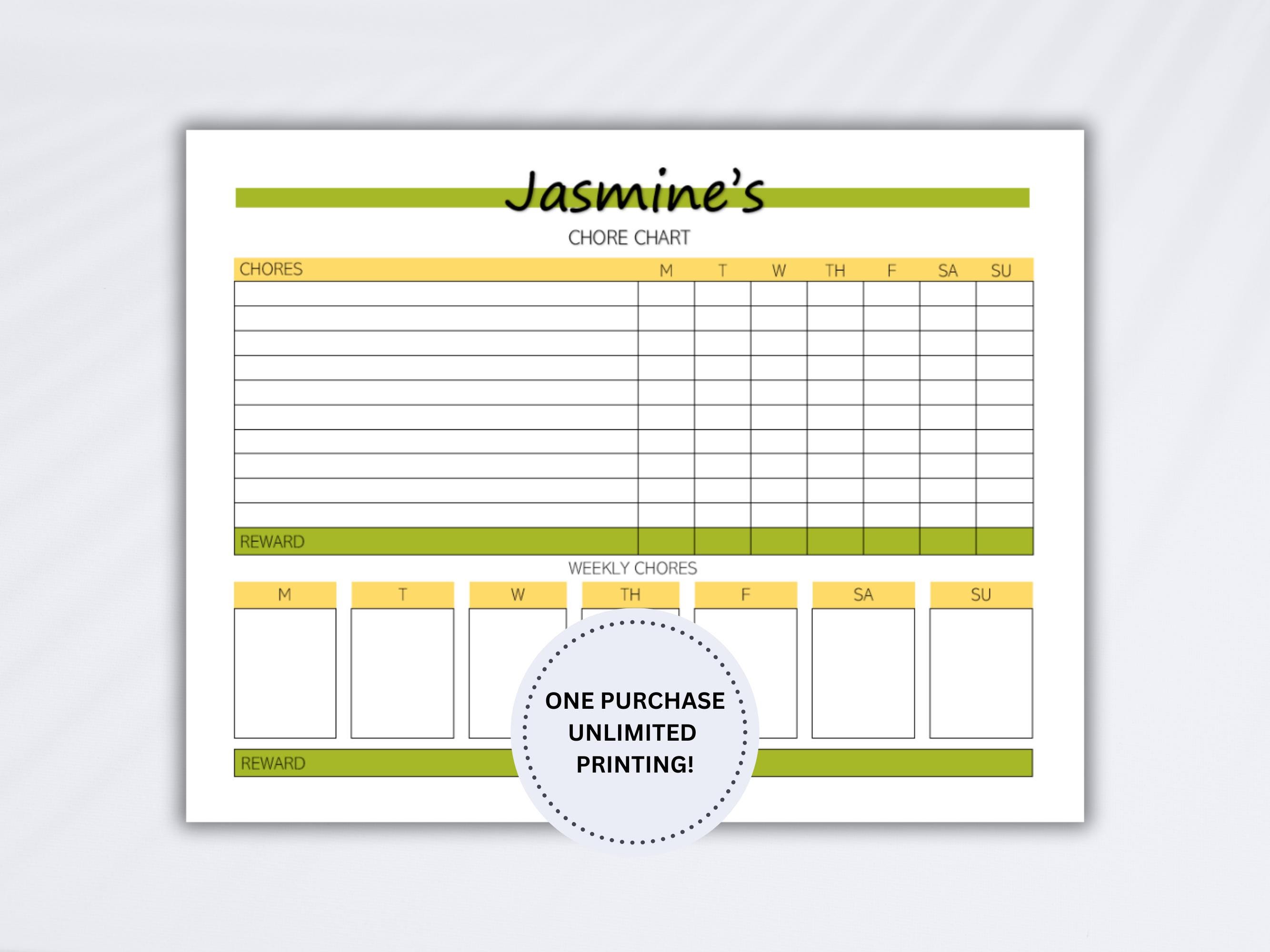 Editable Chore Chart, Kids Chore Chart, Daily Kids Responsibility Chart ...