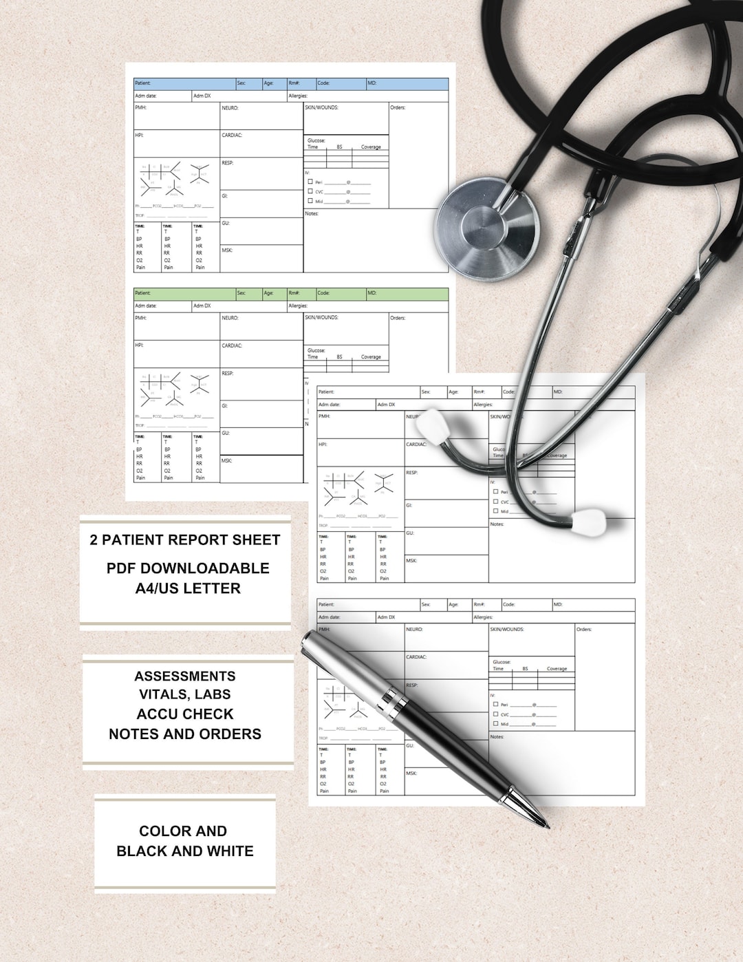 Nurse 2 Patient Report Sheet,med Surg Nurse,icu Nurse,nursing Brain,rn ...